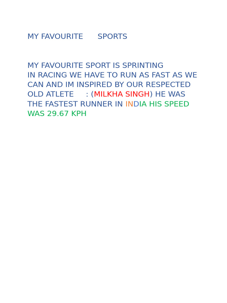 My Favourite Sports | PDF