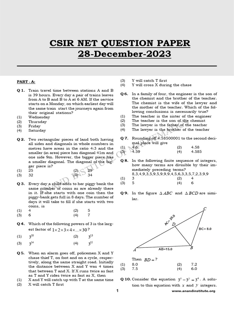 Csir 28 December 2028 Questions and Complete Solutions | PDF | Mathematics