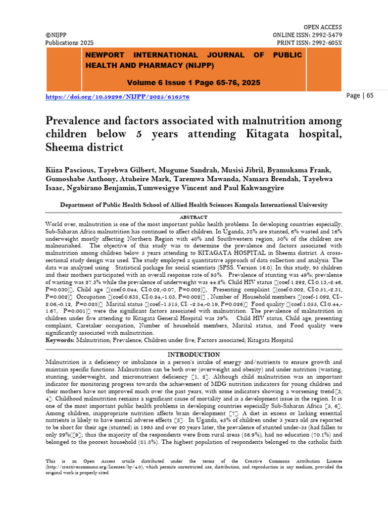 Prevalence and Factors Associated With Malnutrition Among Children ...
