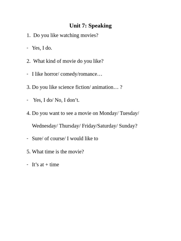 Unit 7 Speaking | PDF