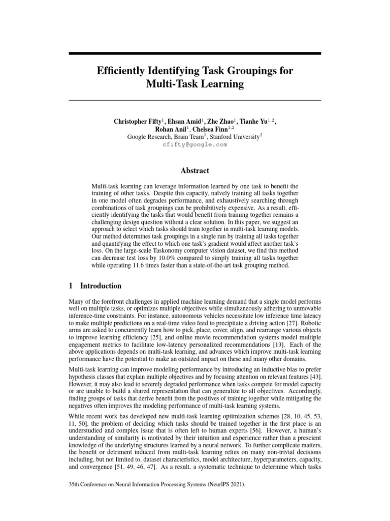 2021 - Efficiently Identifying Task Groupings For Multi-Task Learning - Fifty Et Al - Curran ...
