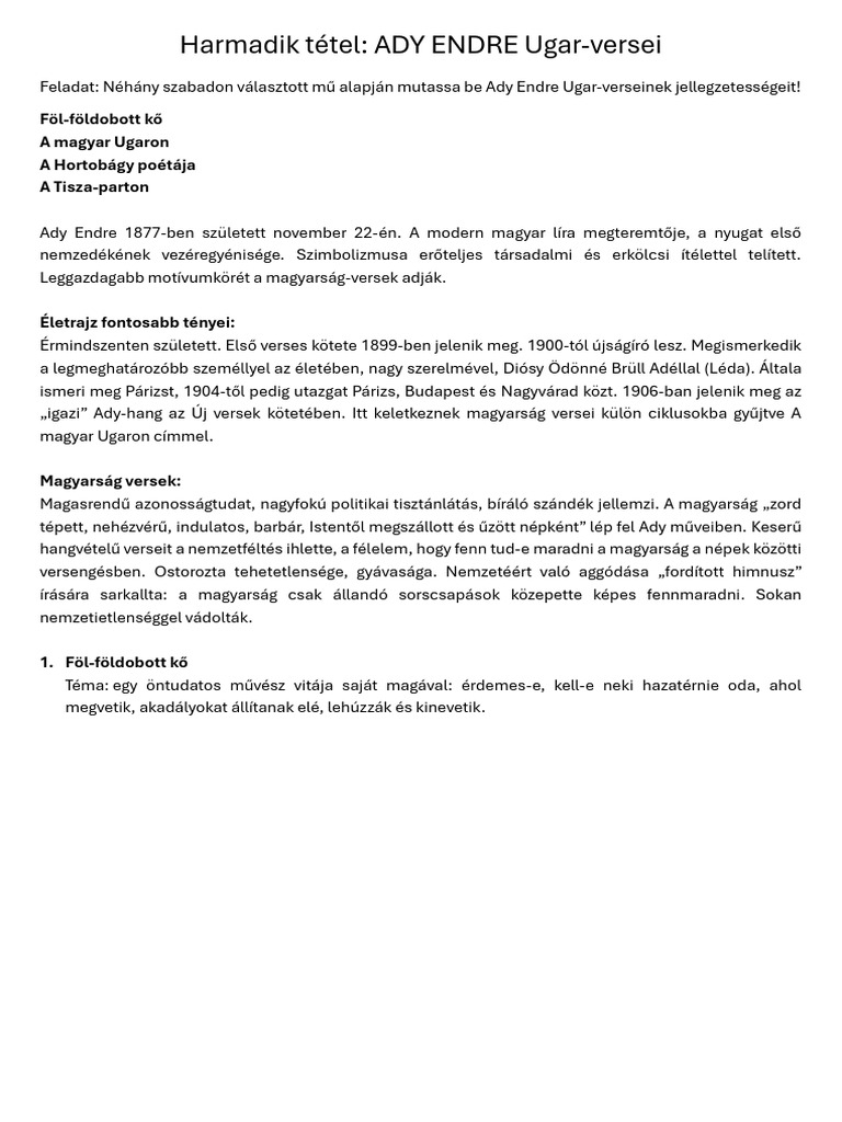 Ady Endre Tetel | PDF