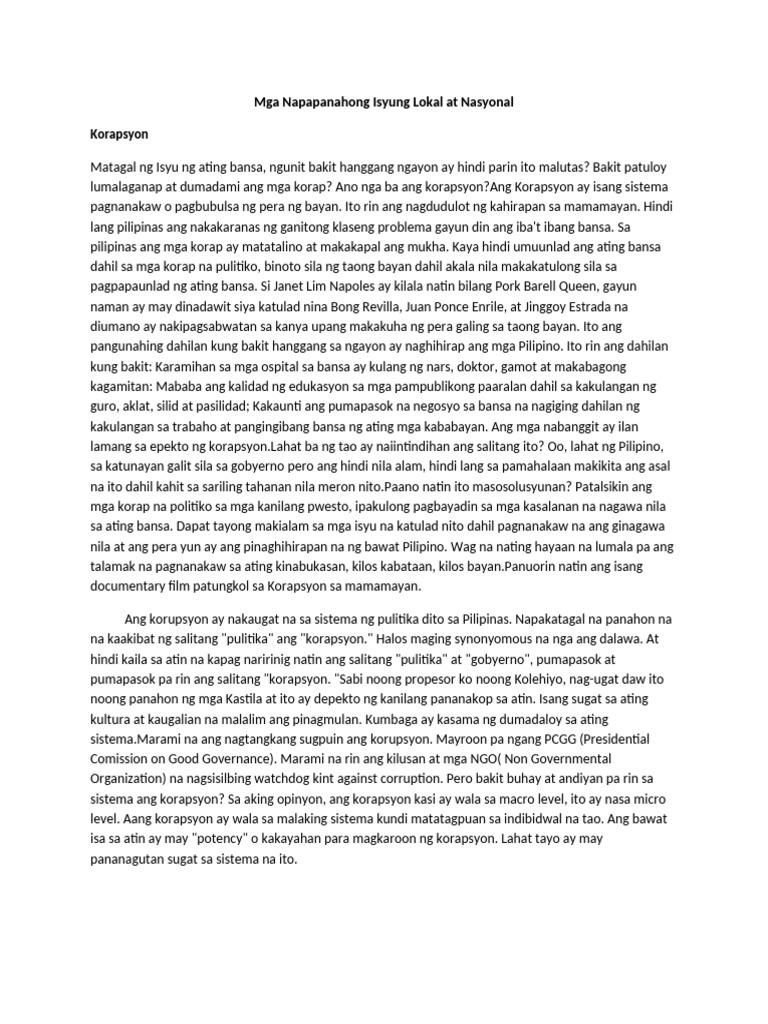 Mga Napapanahong Isyu Sa Politika | PDF