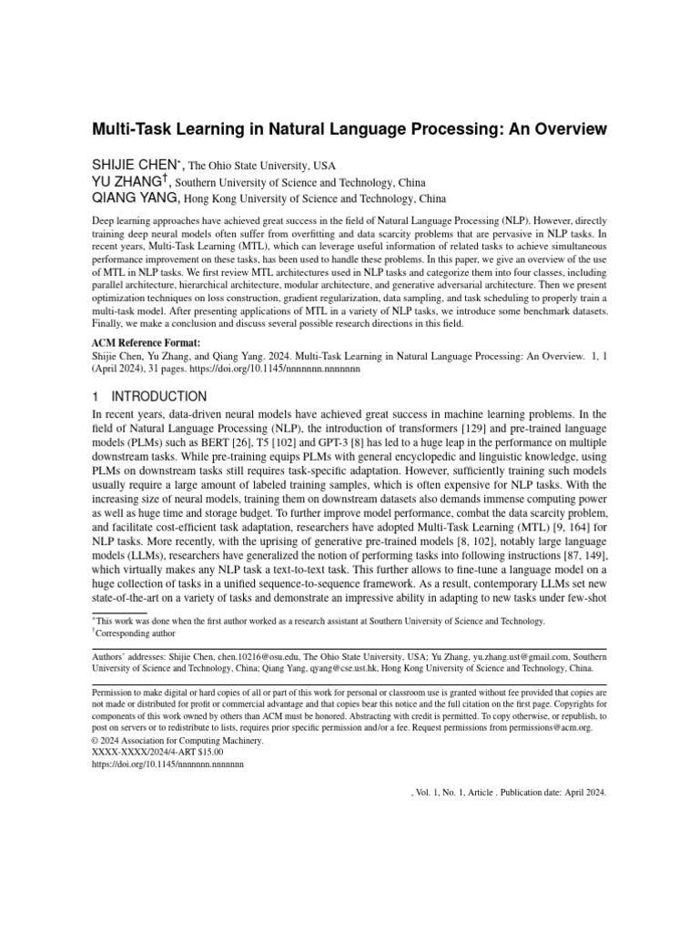2024_Multi-Task Learning in Natural Language Processing - An Overview ...