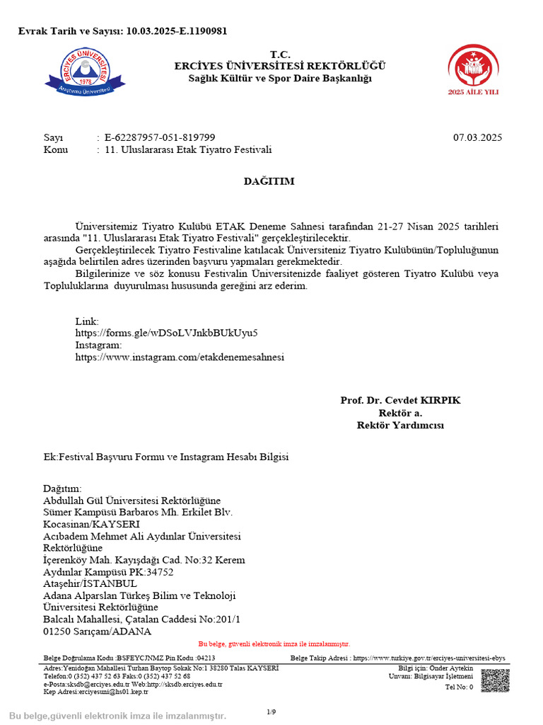 Uluslararasi Etak Tiyatro Festivali | PDF