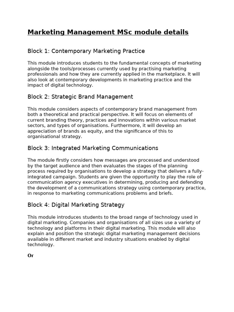 Marketing Management MSC Module Details | PDF | Digital Marketing | Brand