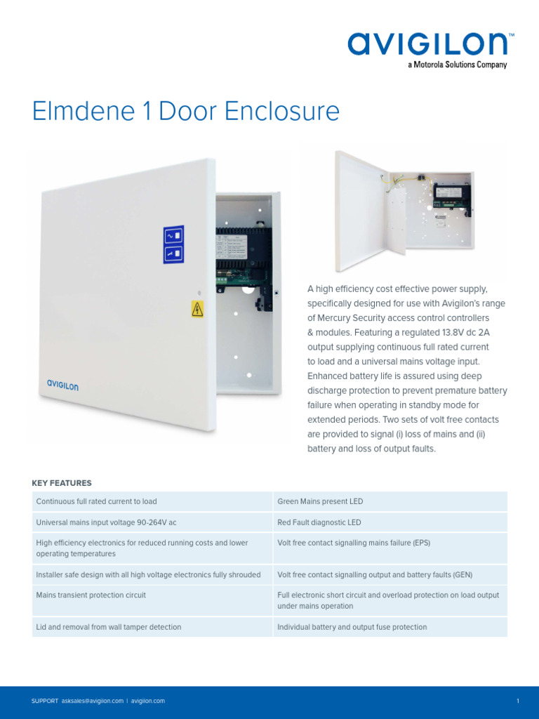 avigilon-elm-1dr-datasheet-en-rev1 | PDF | Power Supply | Mains Electricity