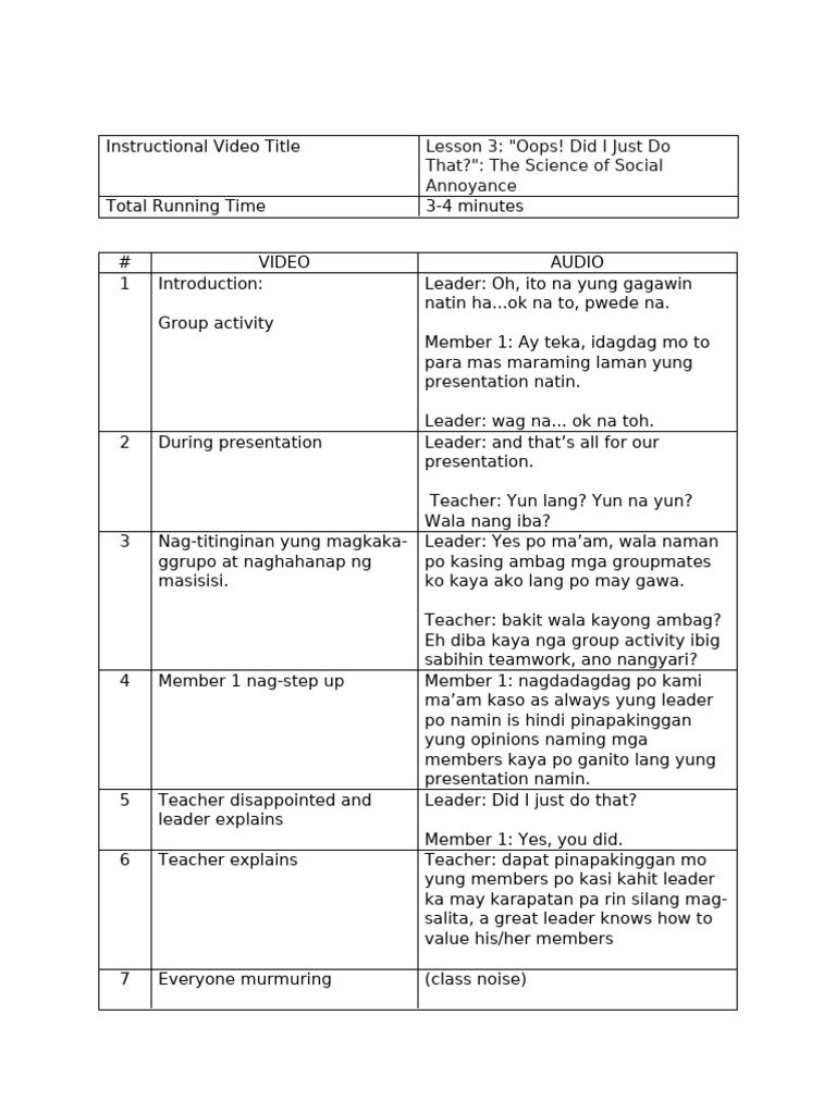 Lesson 3 - Instructional Video | PDF