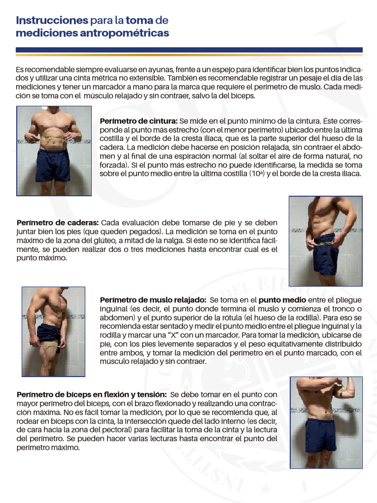 Instrucciones Toma de Mediciones Antropometricas | PDF | Nalgas