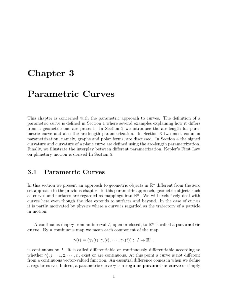 Chapter 3. Parametric Curves.2016-2 | PDF | Coordinate System | Curvature