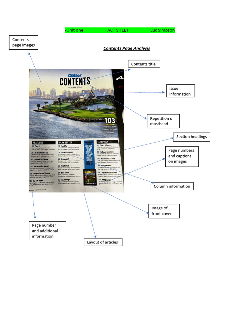 Contents Page Analysis PDF | PDF | Page Layout | Typefaces