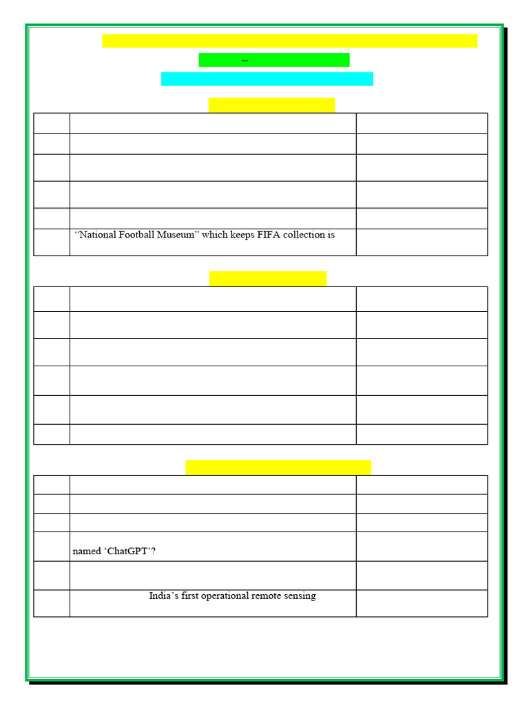 Class VI General Knowledge Module 2023 | PDF