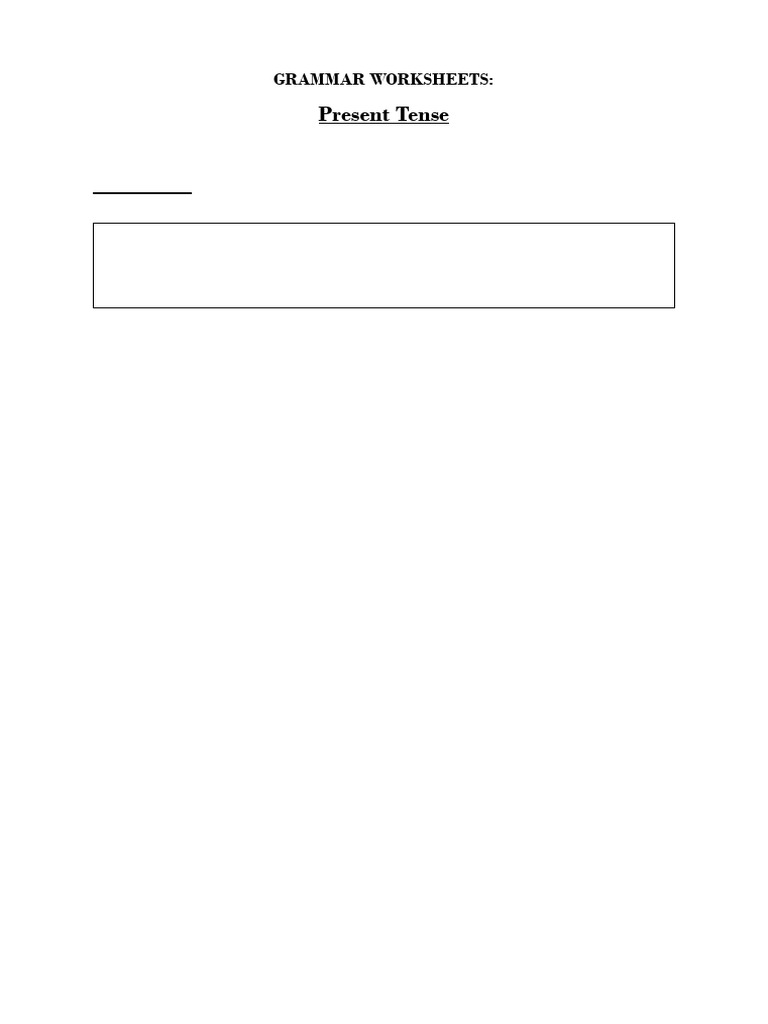 Present Tense Worksheets for Practice | PDF