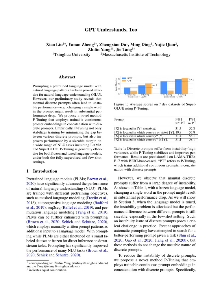 2023 - GPT Understands, Too - Liu Et Al - AI Open | PDF | Artificial Intelligence | Intelligence ...