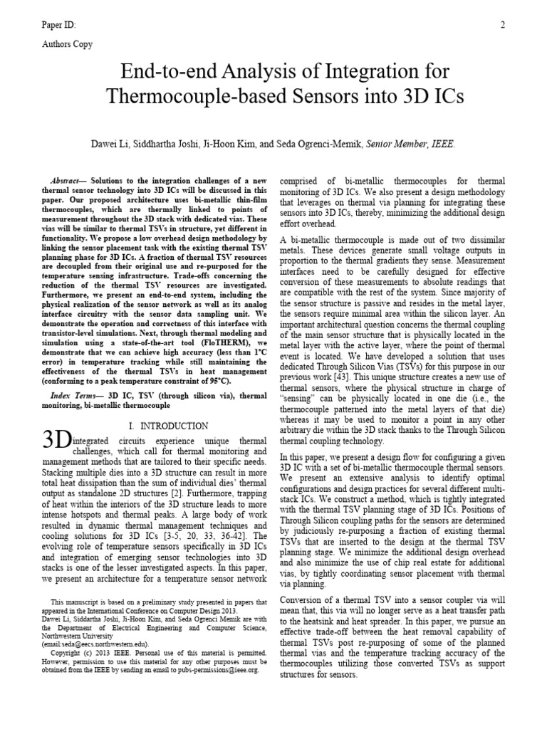 Thermocouple TVLSI Submission Authors Copy PDF | PDF | Thermocouple ...