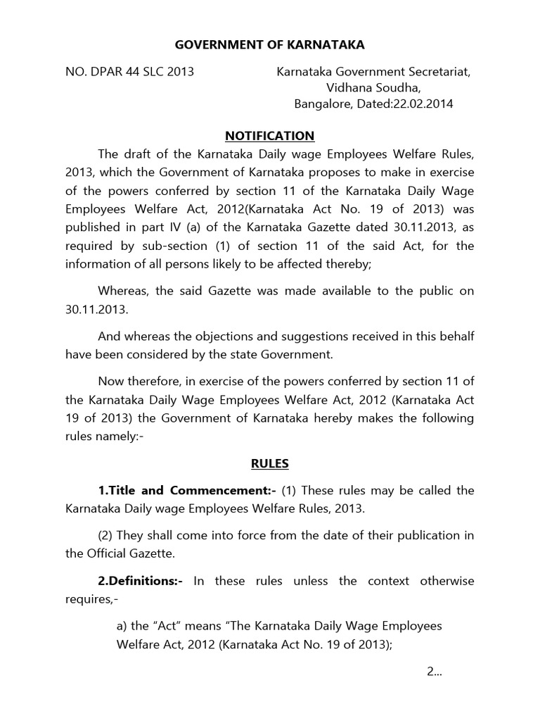 Daily Wage Employees Rules | PDF