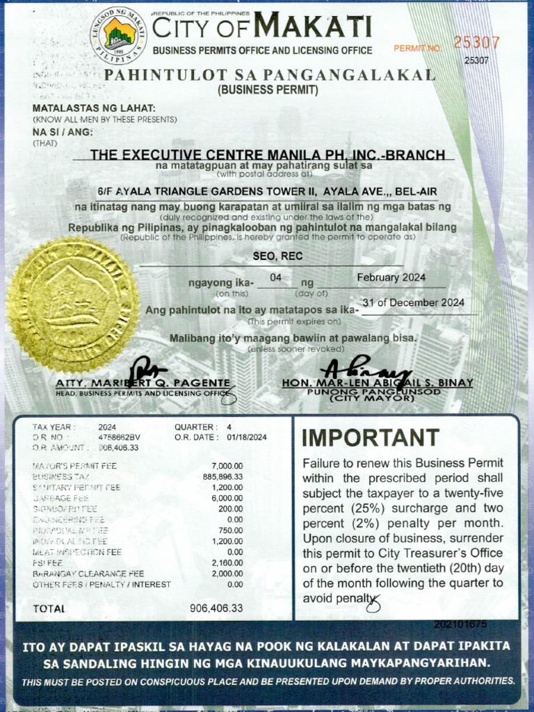 TEC MANILA (ATG) - Mayor - S Permit | PDF