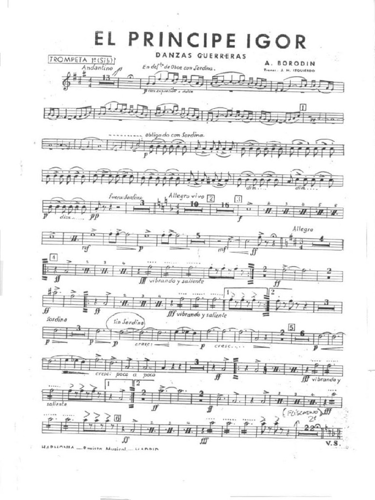 El Principe Igor (Danzas Guerreras) - Borodin - Trompeta 1 | PDF