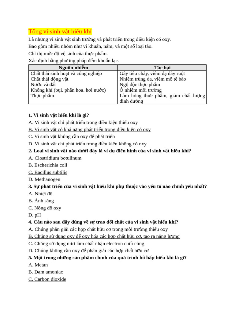 Tổng VSV hiếu khí, Coliform | PDF