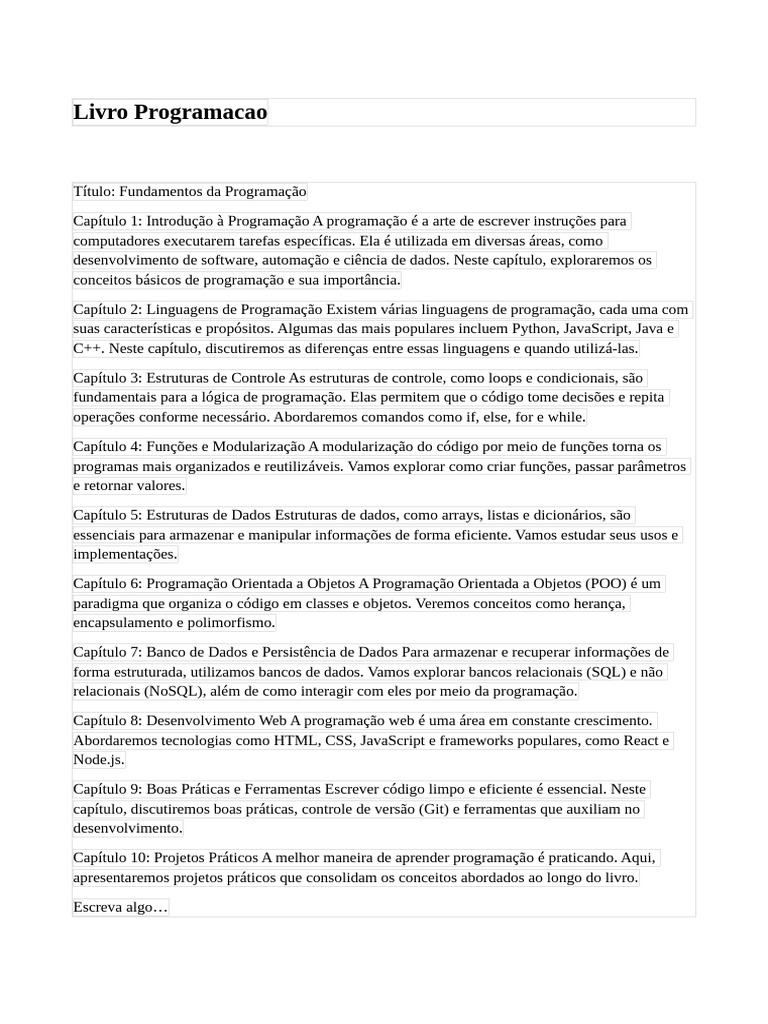 Fundamentos da Programação e Práticas | PDF