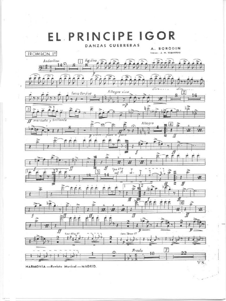 El Principe Igor (Danzas Guerreras) - Borodin - Trombón 1 | PDF