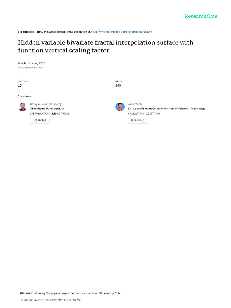 Hiddenvariable Fractal Bivariate Transformation | PDF | Fractal | Function (Mathematics)
