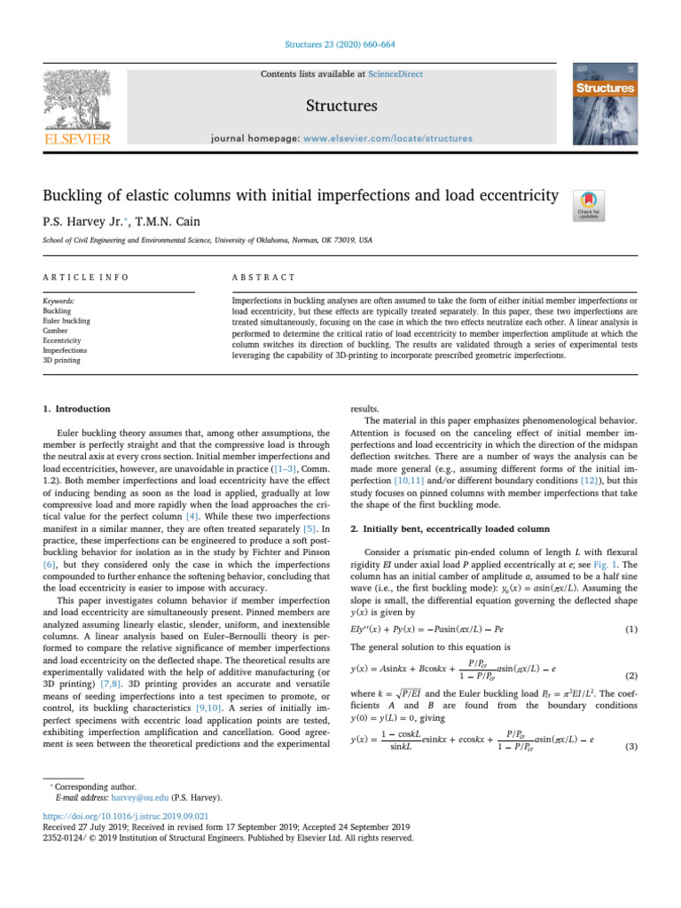 Buckling of Elastic Columns With Initial Imperfections and Loa - 2020 ...