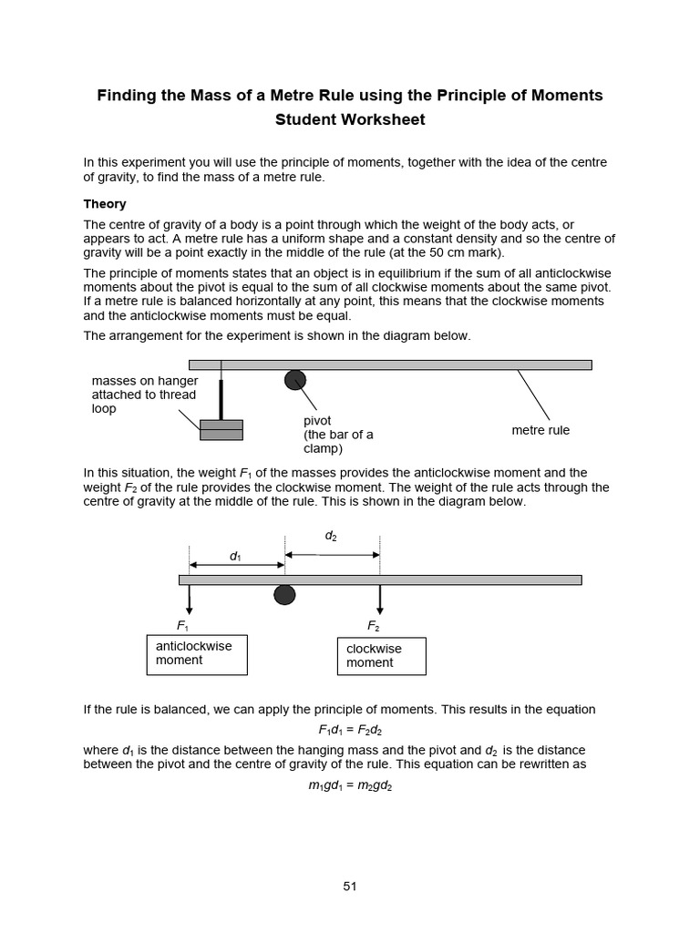 Principle of Moments Lab Activity | PDF | Center Of Mass | Measurement