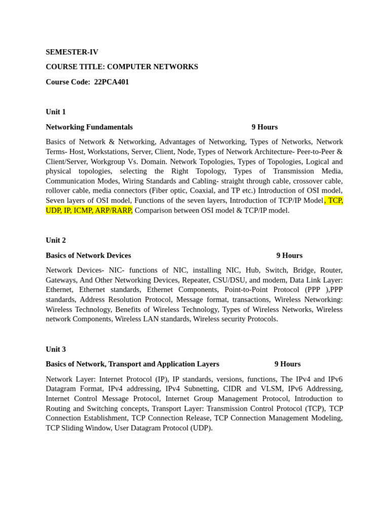 Computer Networks Course Overview | PDF | Computer Network | Network ...