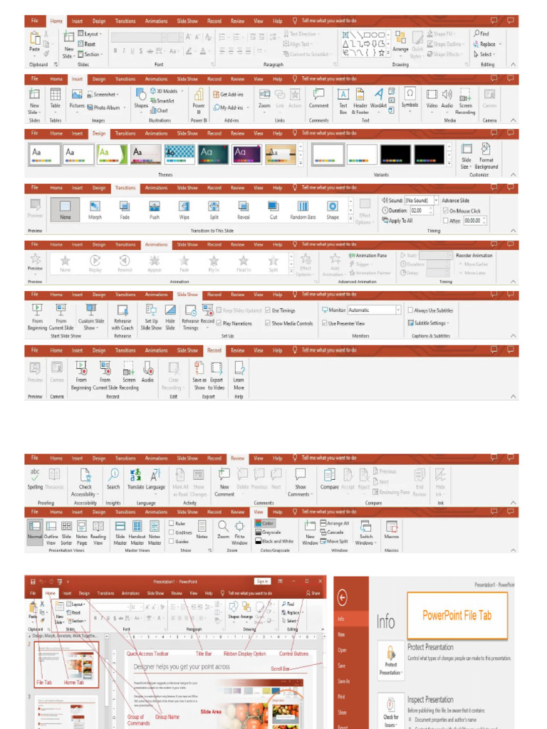 Parts of MS PowerPoint The Tabs and The File Menu | PDF