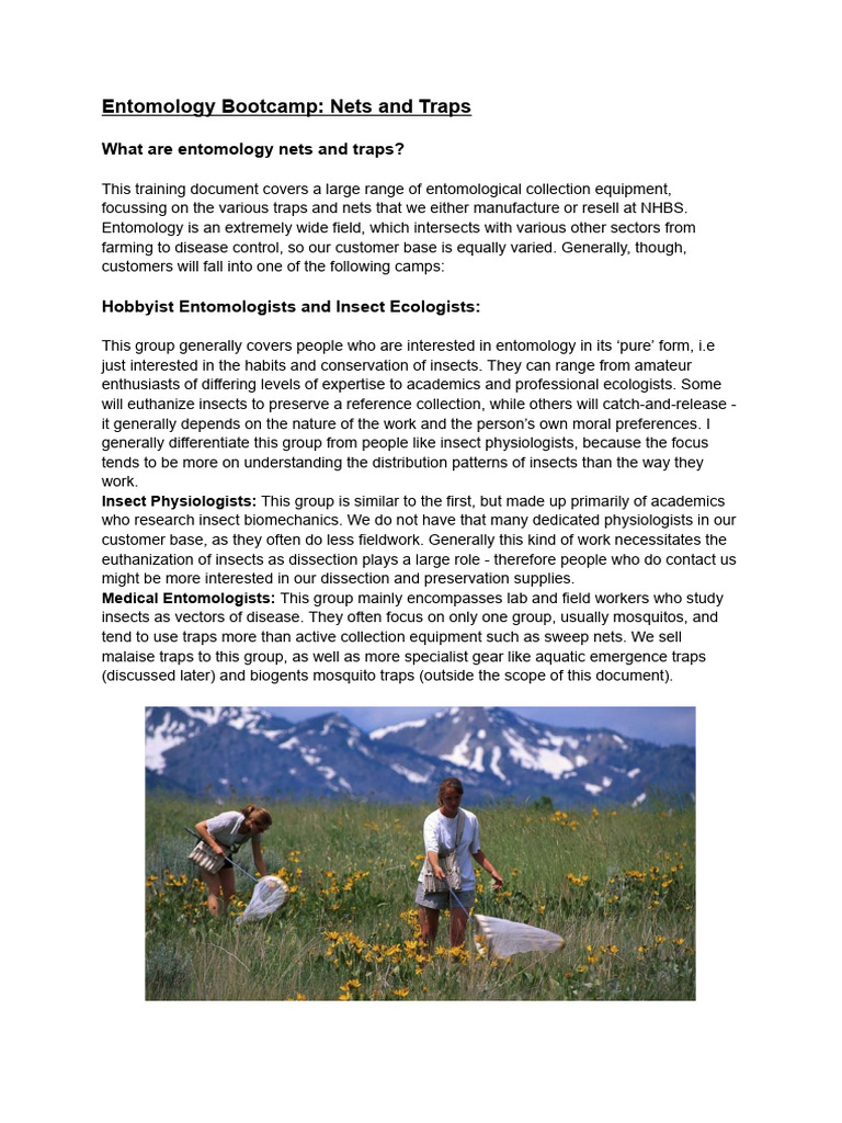 Entomology Nets and Traps Overview | PDF | Insects