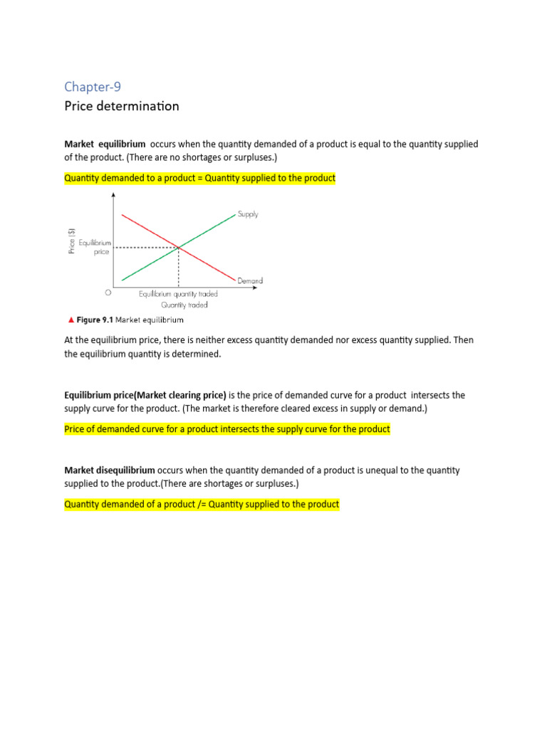 Chapter 9 (Price Determination) Igcse, Ecomomic | PDF