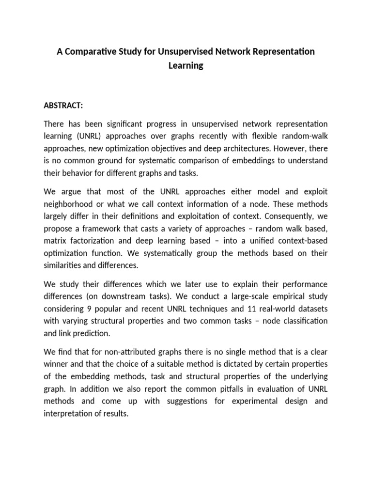 A Comparative Study For Unsupervised Network Representation Learning | PDF | Learning ...