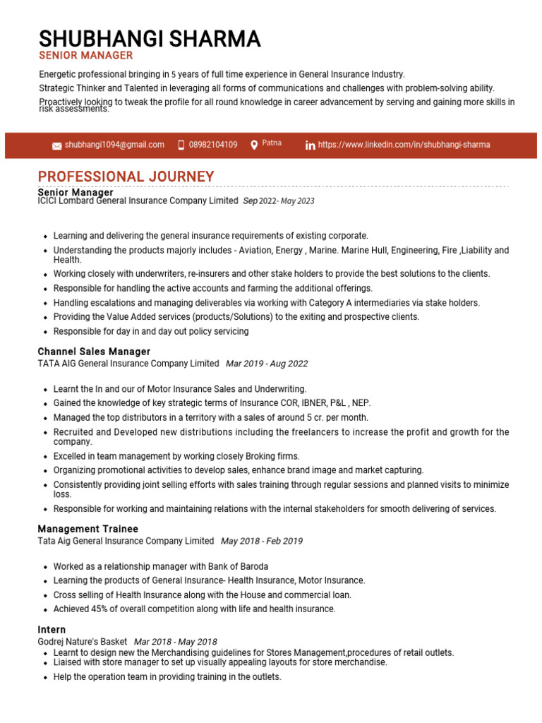 SHUBHANGI - SHARMA - Resume-1 (2) (1) - 1 (1) - 1-1 | PDF | Insurance | Underwriting