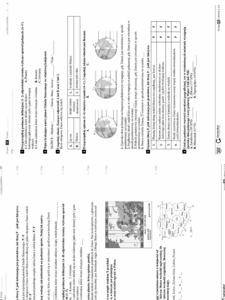 Sprawdzian z Geografii Zosia | PDF