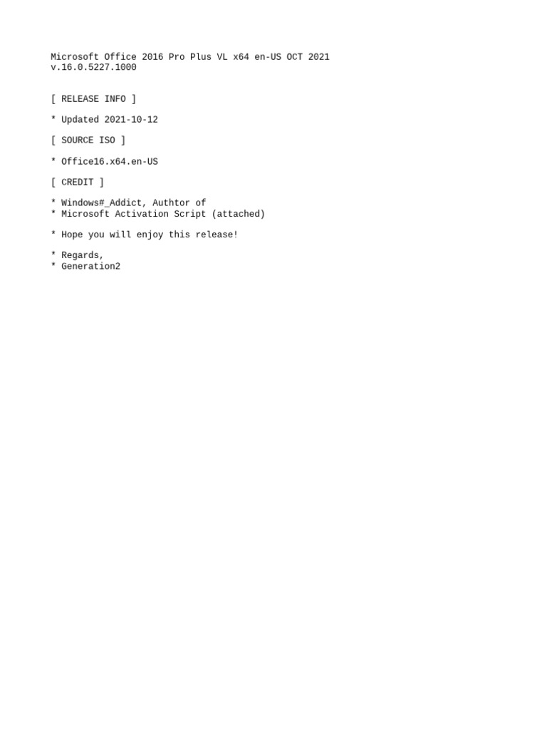 Microsoft Office 2016 Pro Plus VL Release | PDF