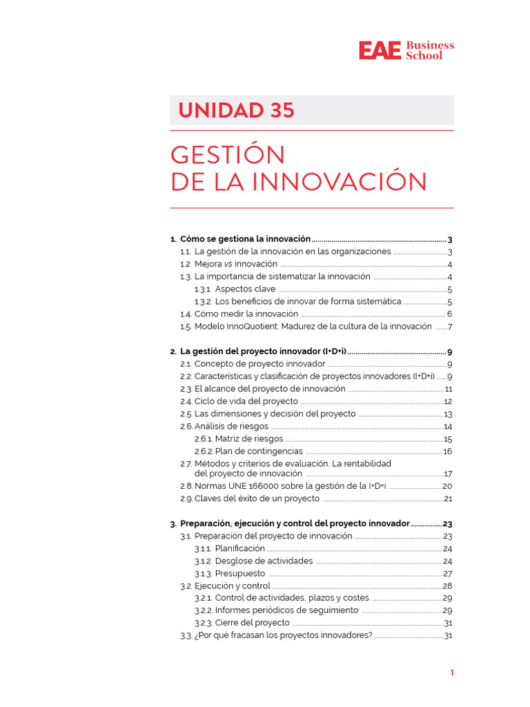 Unidad 35. Gestiขn de la innovaciขn | PDF | Tasa interna de retorno | Investigación y desarrollo