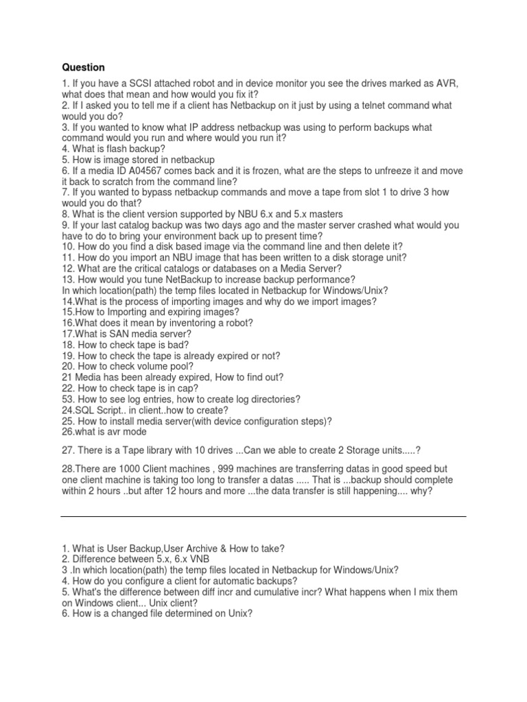 Netbackup Questions | PDF | Backup | Computer File
