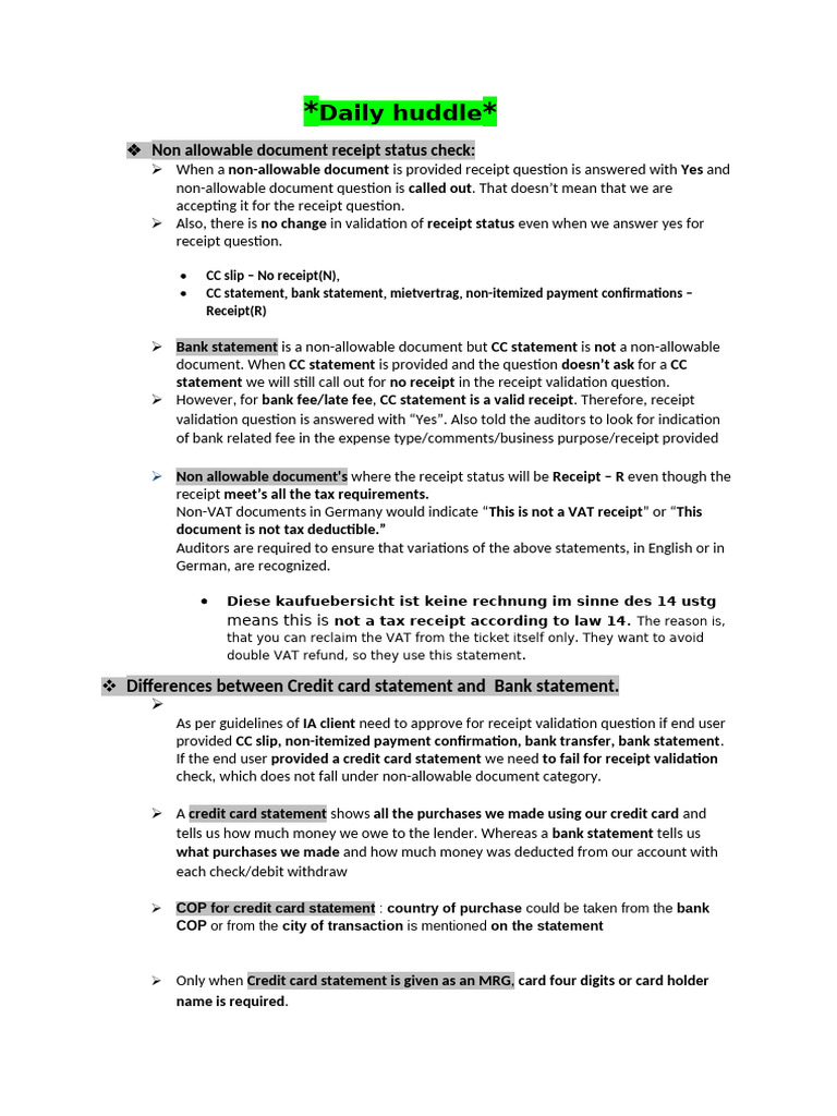 Daily Huddle Part 1 | PDF | Receipt | Value Added Tax