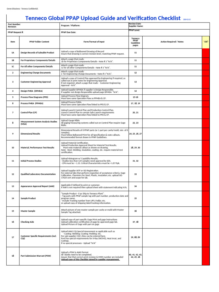 Ppap-Guide-And-Verification-Checklist 2024-12-13 | PDF | Specification (Technical Standard)