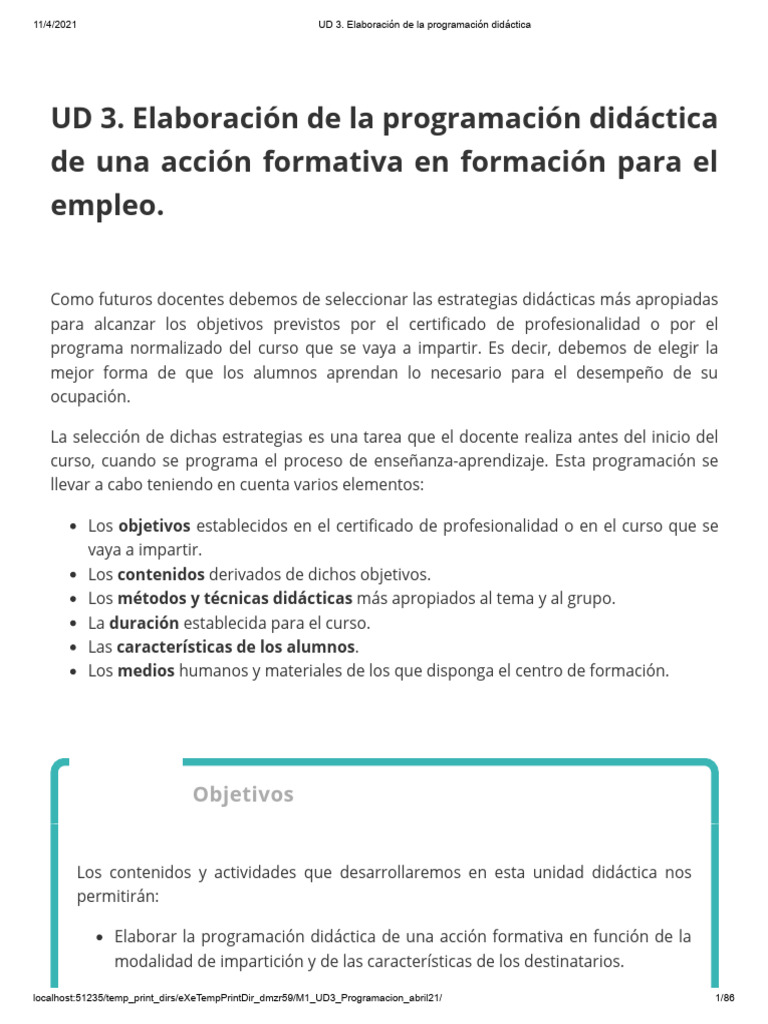Programaciones Didácticas - UD 1 - T3 | PDF | Aprendizaje | Evaluación