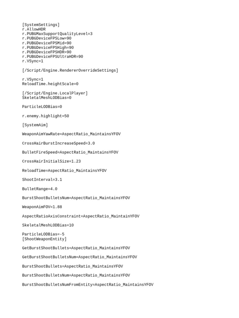 PUBG System Settings Configuration | PDF