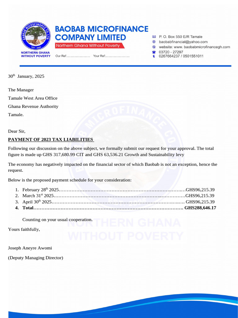 Tax Payment Request for 2023 Liabilities | PDF