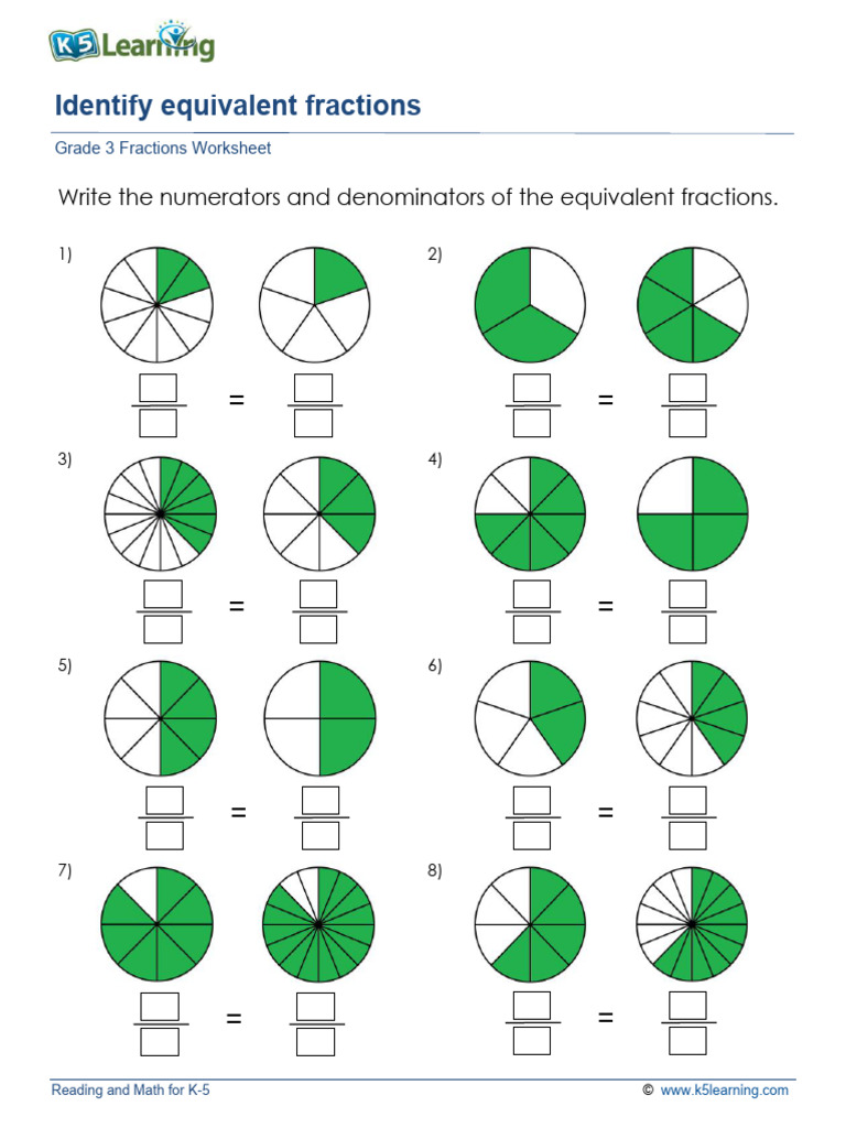 K-5 Equivalent Fractions Worksheet | PDF