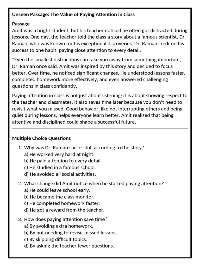 Value of Paying Attention | PDF | Attention | Teachers