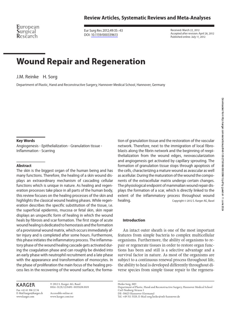 Wound Repair and Regeneration | PDF | Wound Healing | Healing