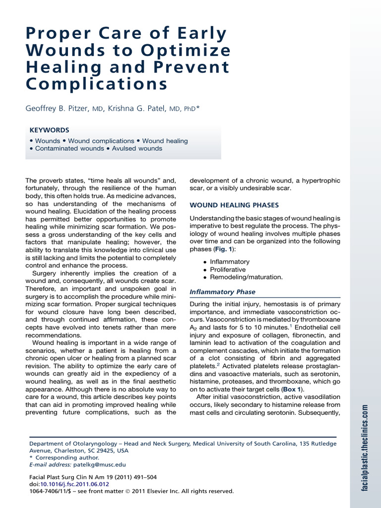 Proper Care of Early Wounds To Optimize Healing and Prevent ...