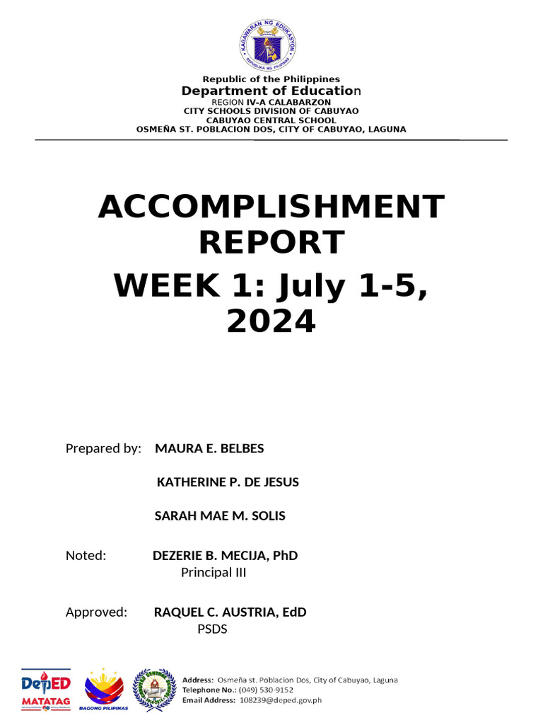 WEEK-1_NLC_ACCOMPLISHMENT-REPORT | PDF | Teaching | Cognition