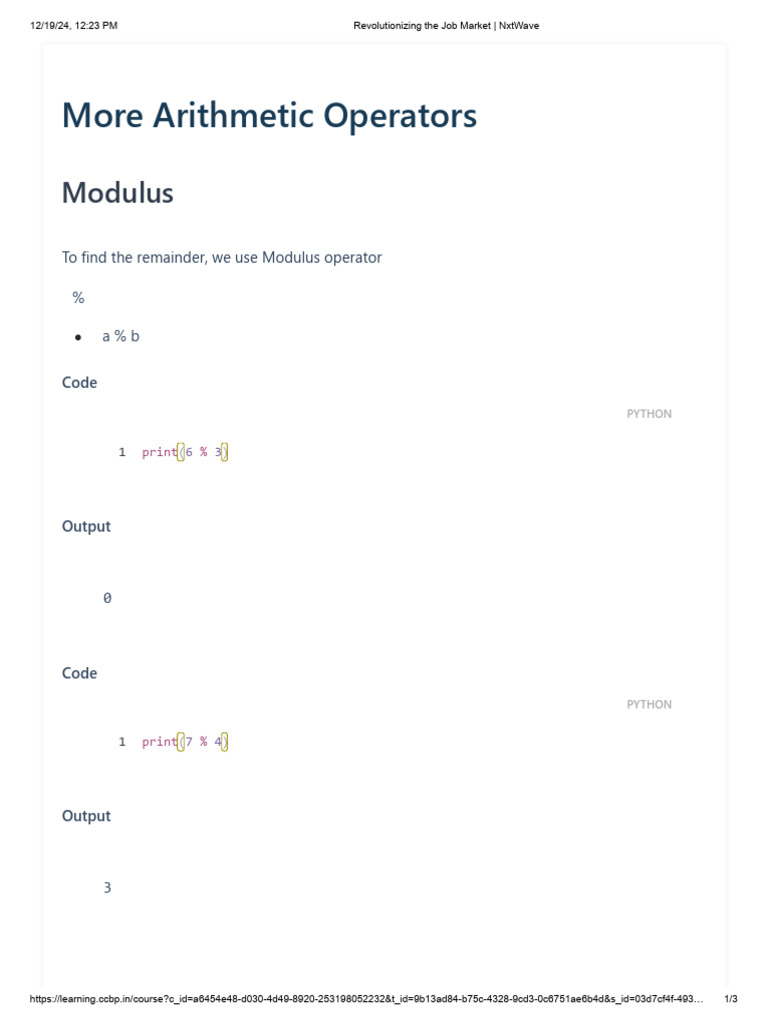 8 Arthematic Operations Modulus | PDF | Arithmetic | Mathematics