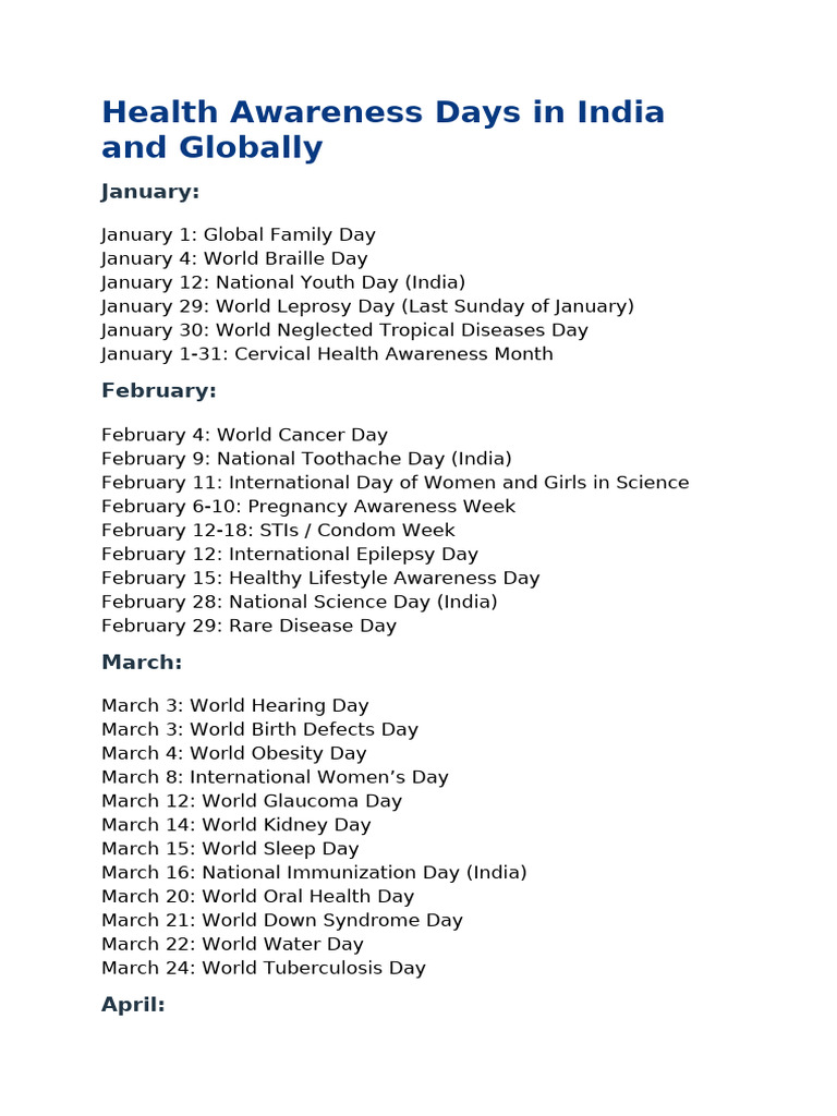 Health Days | PDF | Medical Specialties | Diseases And Disorders
